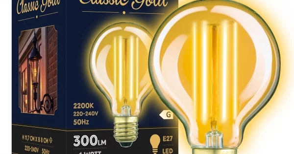 KS Ledlamp Classic Gold Globe Edison Ø8cm Dimbaar | Nostalux.be