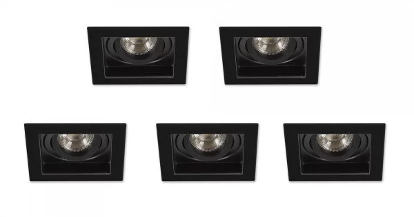 Vierkante inbouwspots in kleur zwart richtbare spots set 10 st