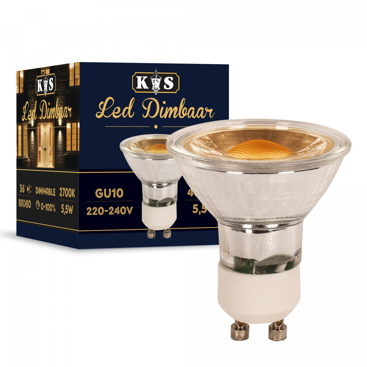 6-pack GU10 LED lamp Dimbaar | Volledig van glas | Nostalux.be